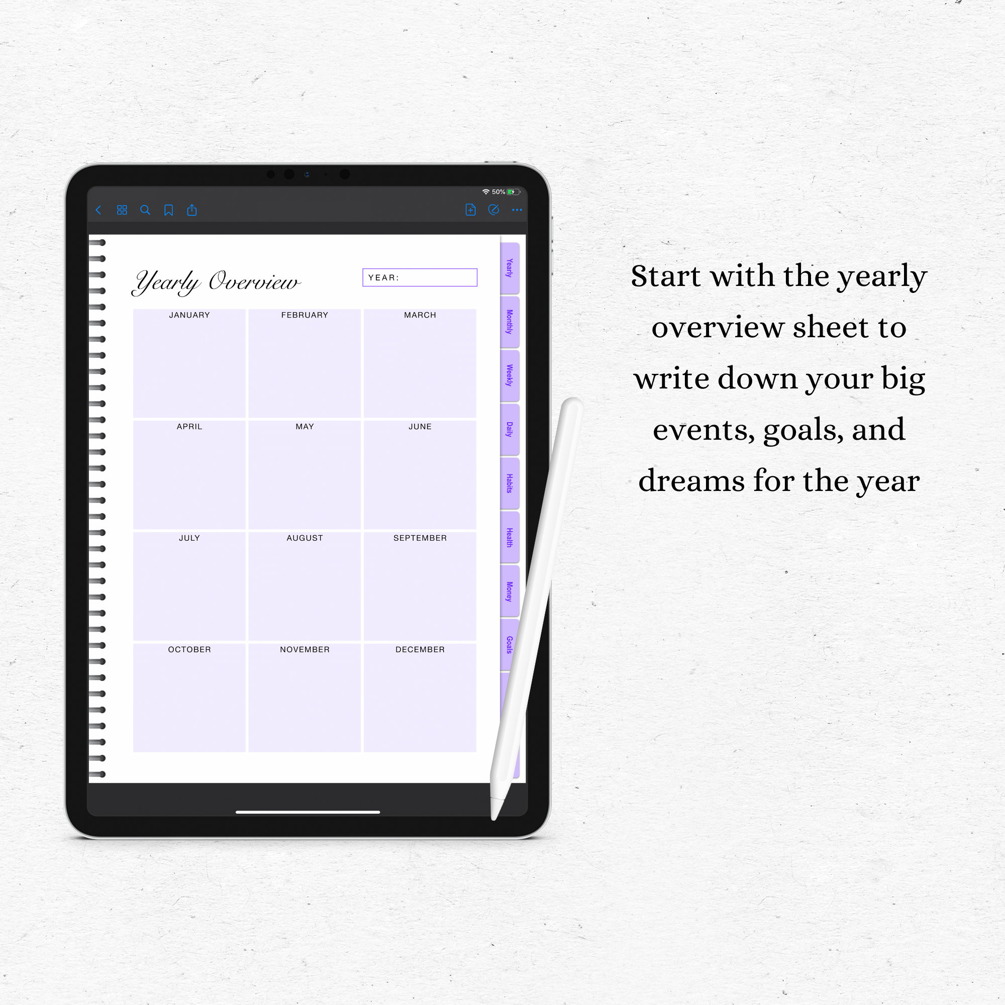 Classic Purple Watercolor Digital Planner, iPad Planner, Undated ...