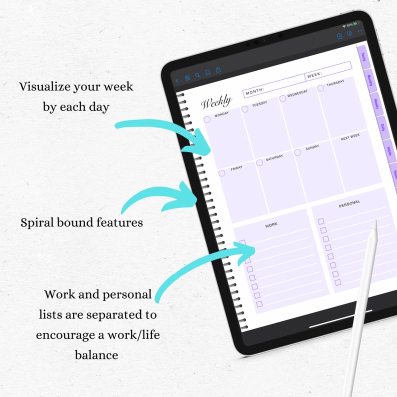 Classic Purple Watercolor Digital Planner, iPad Planner, Undated ...