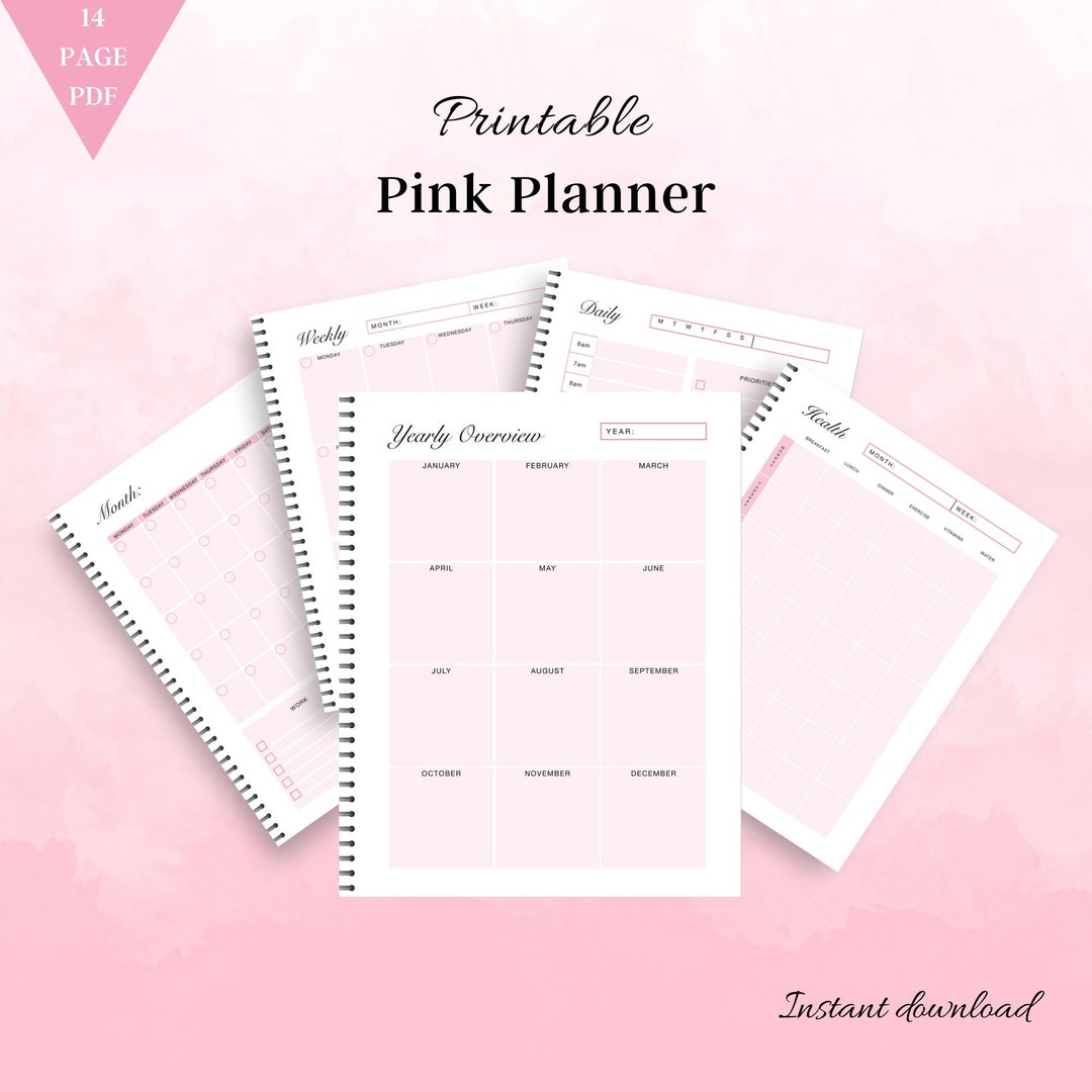 Pink Printable Planner, Undated Planner, Planner Inserts, Life ...