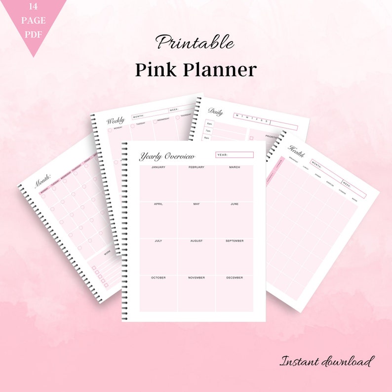 Pink Printable Planner, Undated Planner, Planner Inserts, Life ...