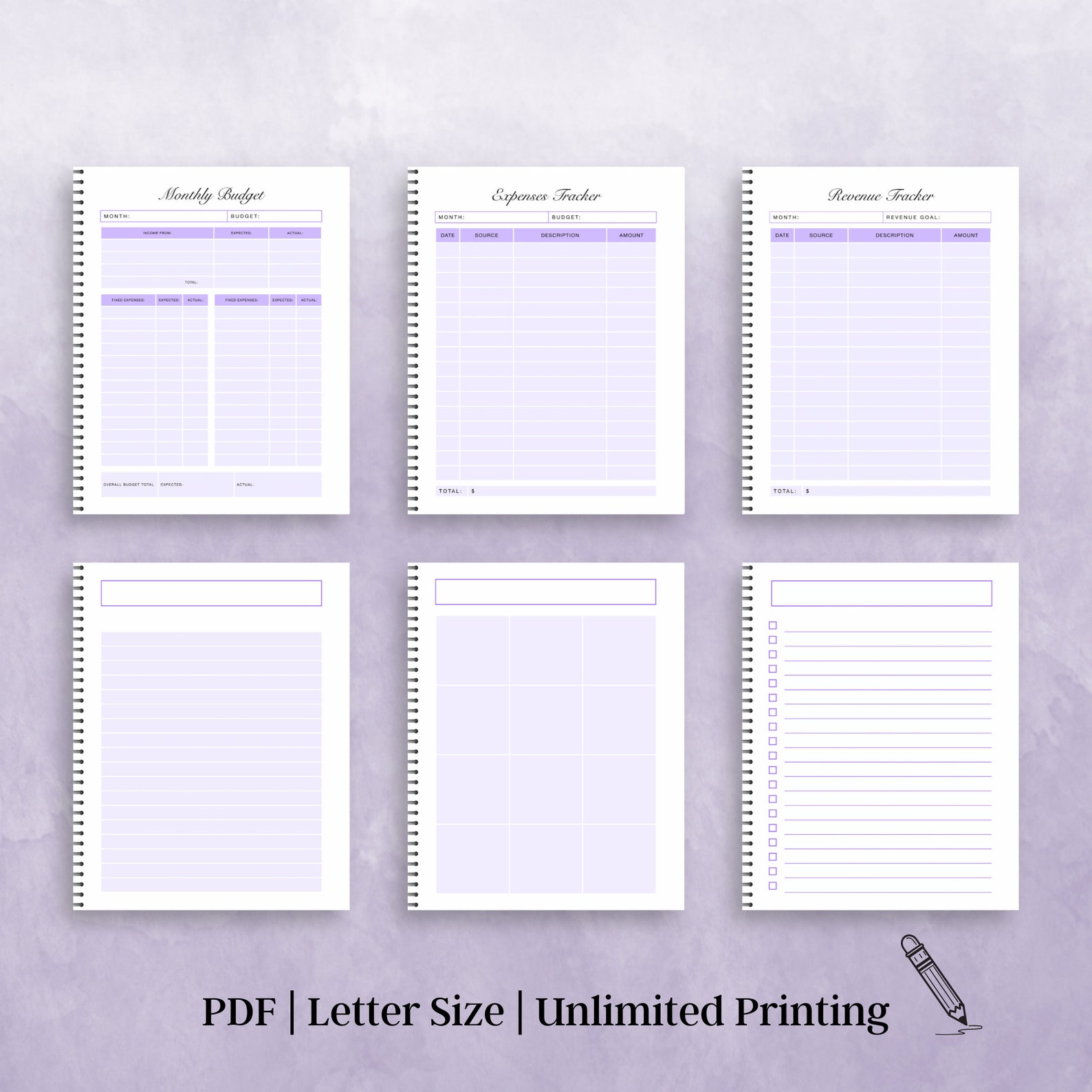 Purple Printable Planner, Undated Planner, Planner Inserts, Life ...