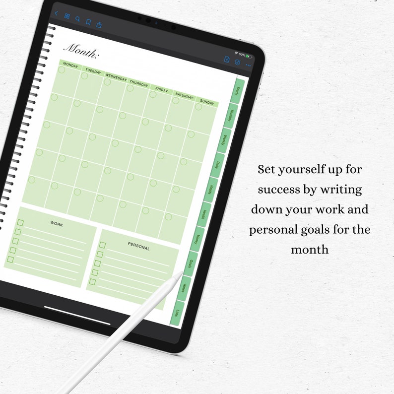 Classic Green Watercolor Digital Planner, iPad Planner, Undated Planner ...