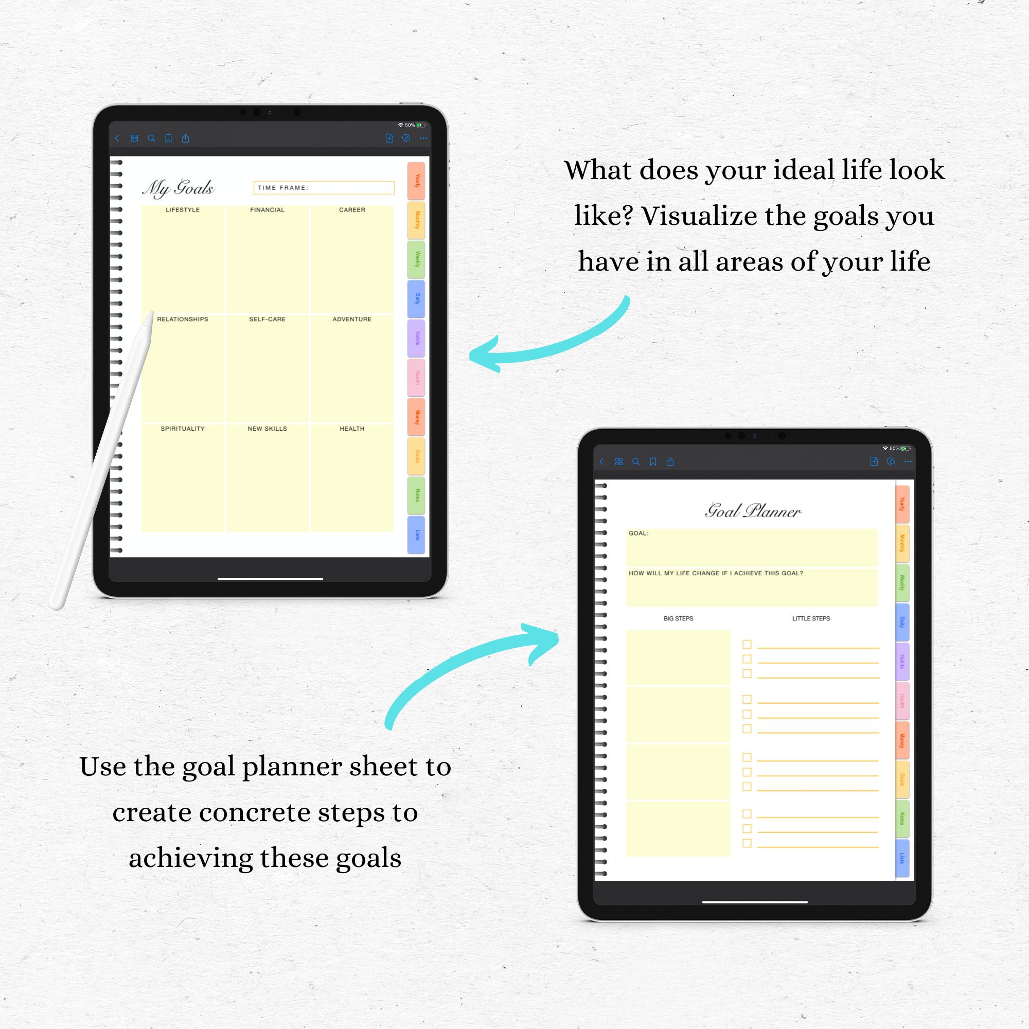 Rainbow Watercolor Digital Planner, iPad Planner, Undated Planner ...