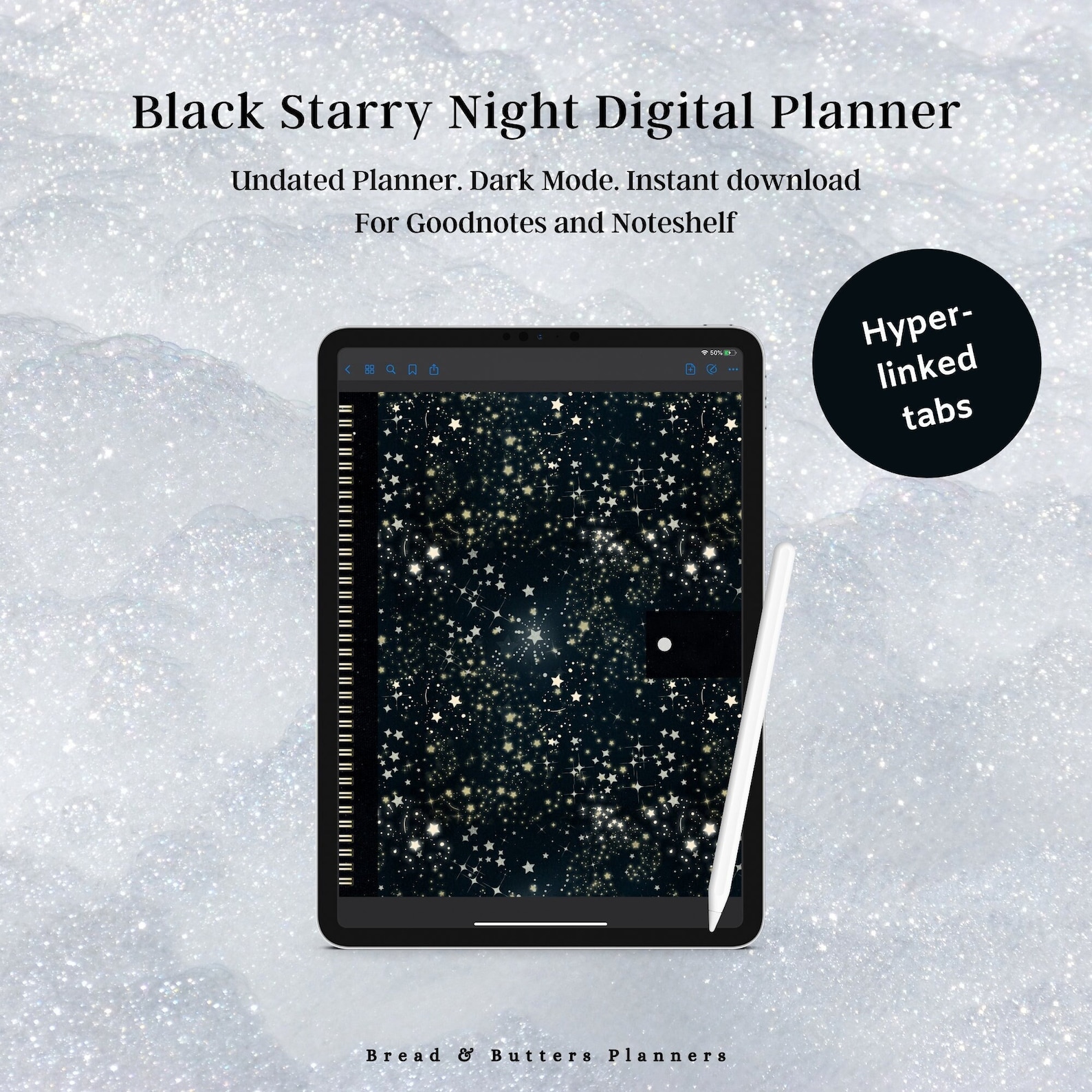 Black Starry Night Digital Planner, ACOTAR Inspired iPad Planner ...