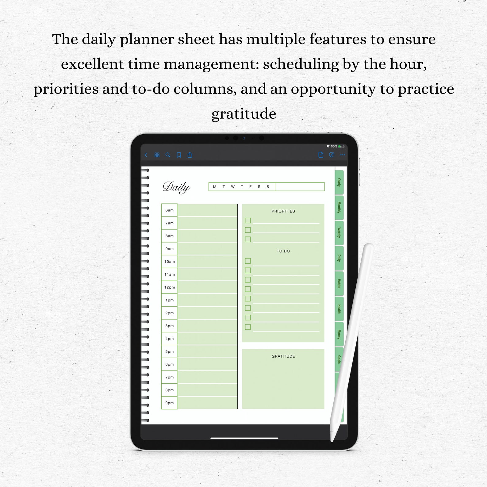 Classic Green Watercolor Digital Planner, iPad Planner, Undated Planner ...