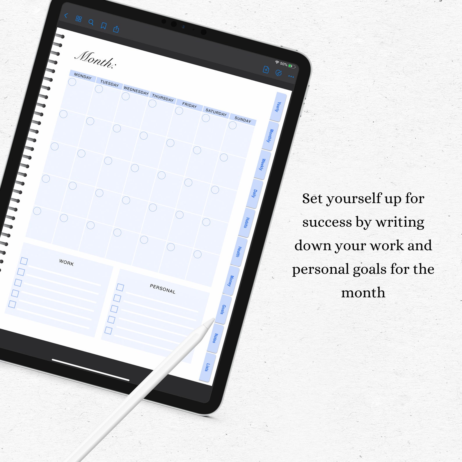 Classic Blue Watercolor Digital Planner, iPad Planner, Undated Planner ...