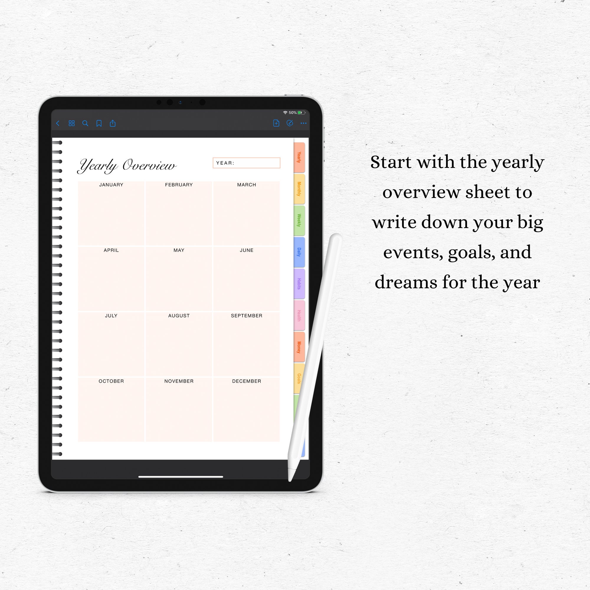 Rainbow Watercolor Digital Planner, iPad Planner, Undated Planner ...