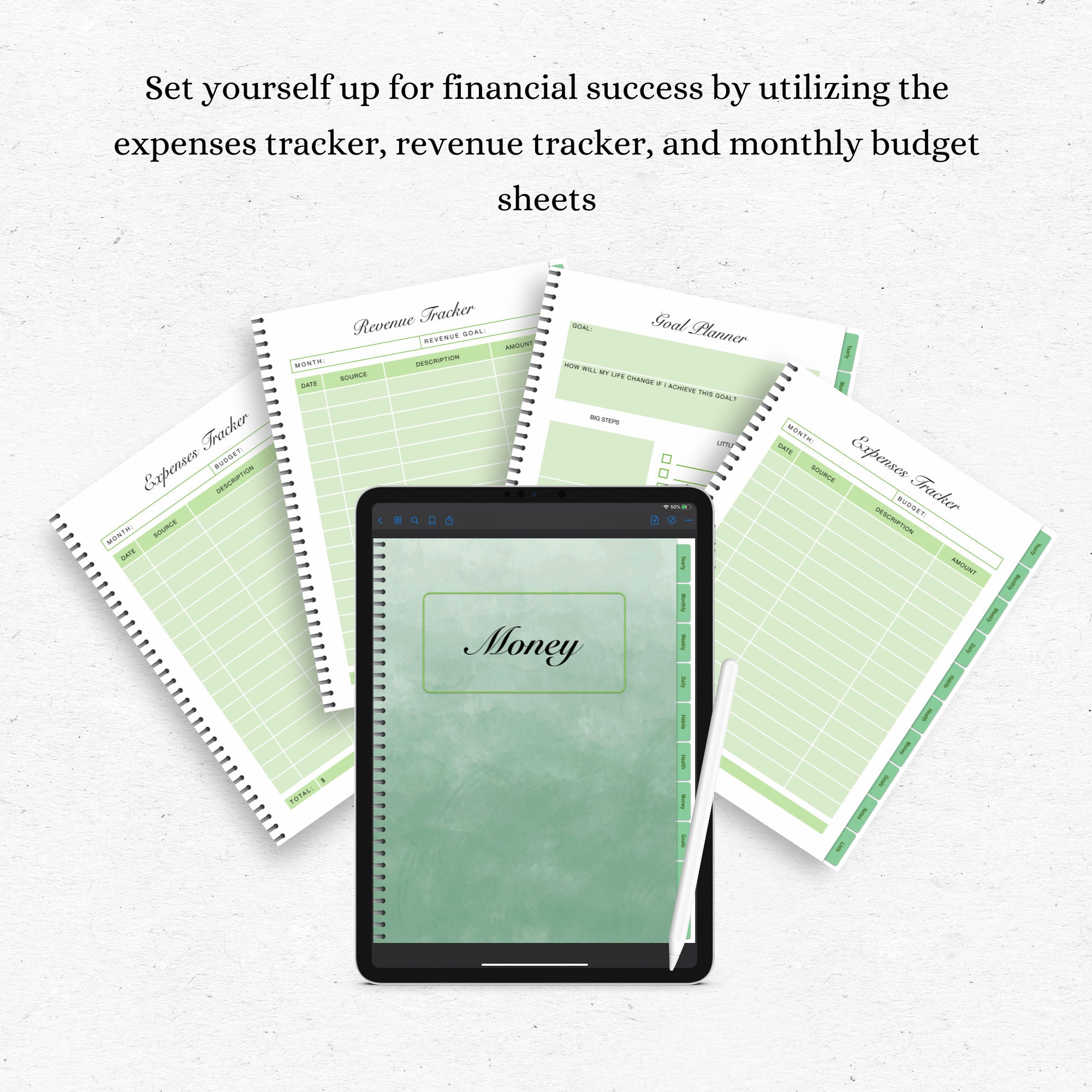 Classic Green Watercolor Digital Planner iPad Planner - Etsy