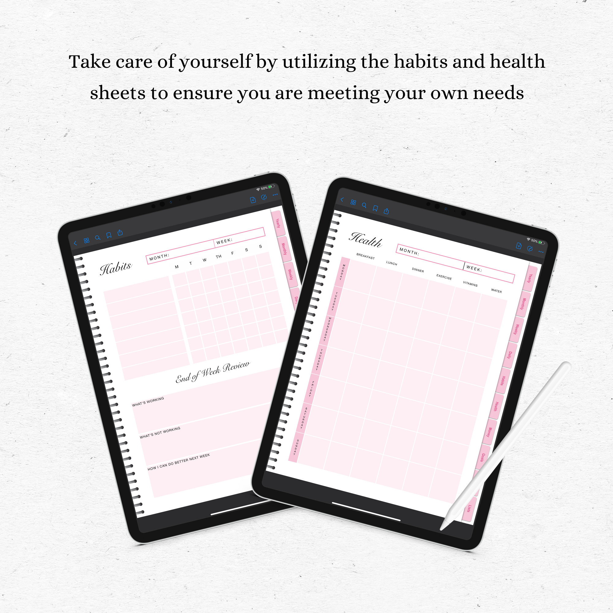 Classic Pink Watercolor Digital Planner, iPad Planner, Undated Planner ...