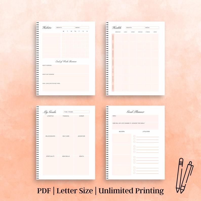 Orange Printable Planner, Undated Planner, Planner Inserts, Life ...