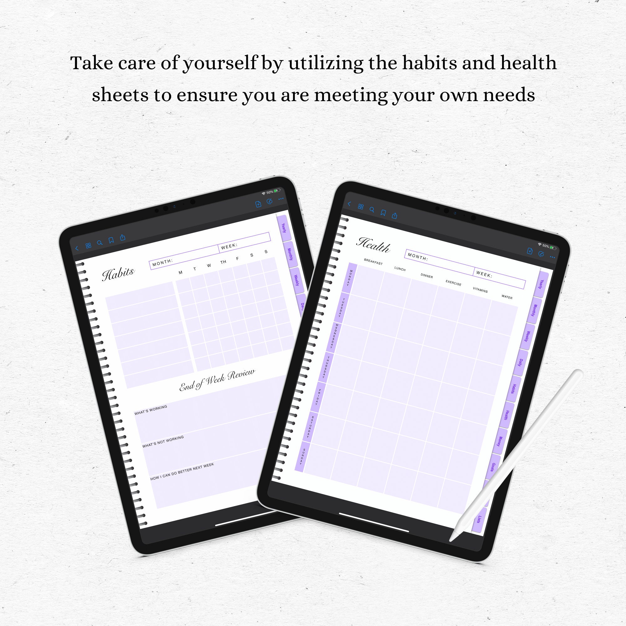 Classic Purple Watercolor Digital Planner, iPad Planner, Undated ...