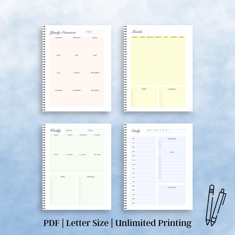 Rainbow Printable Planner, Undated Planner, Planner Inserts, Life ...