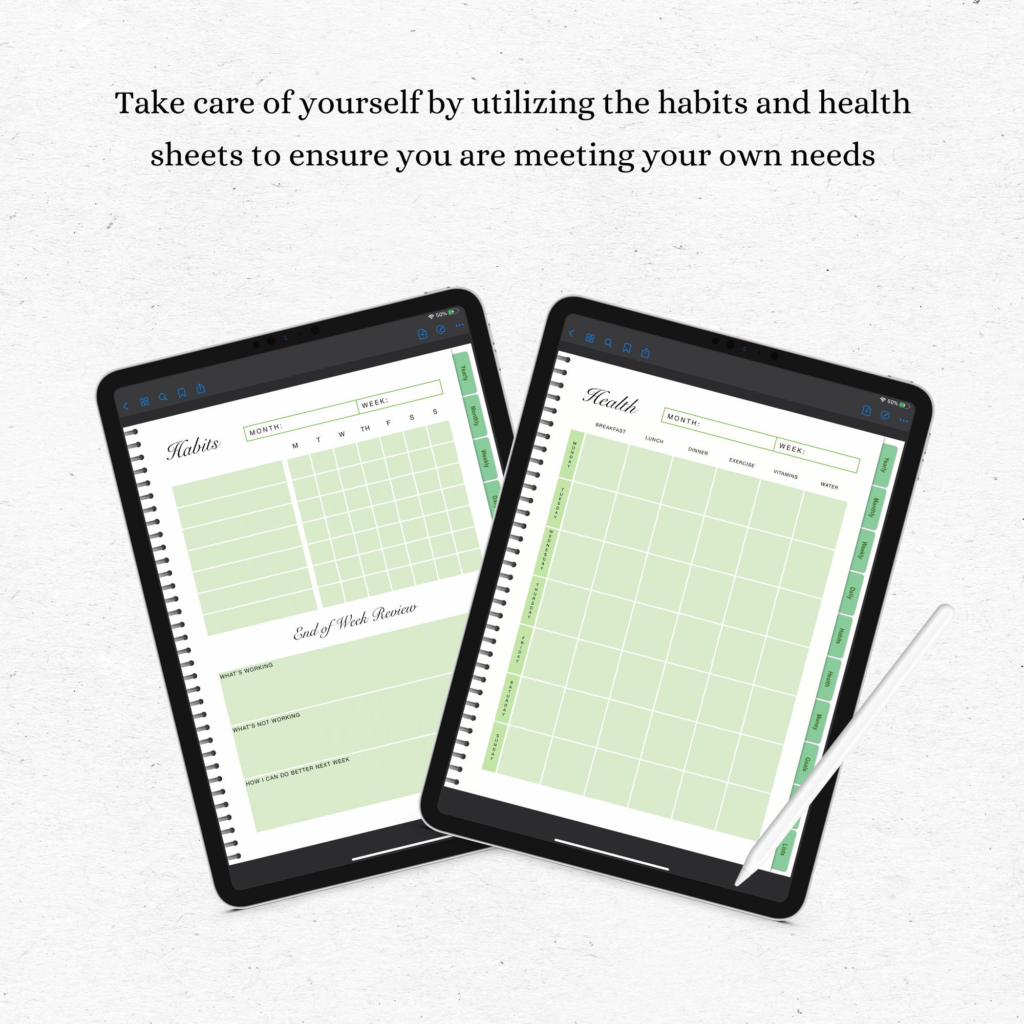 Classic Green Watercolor Digital Planner iPad Planner - Etsy