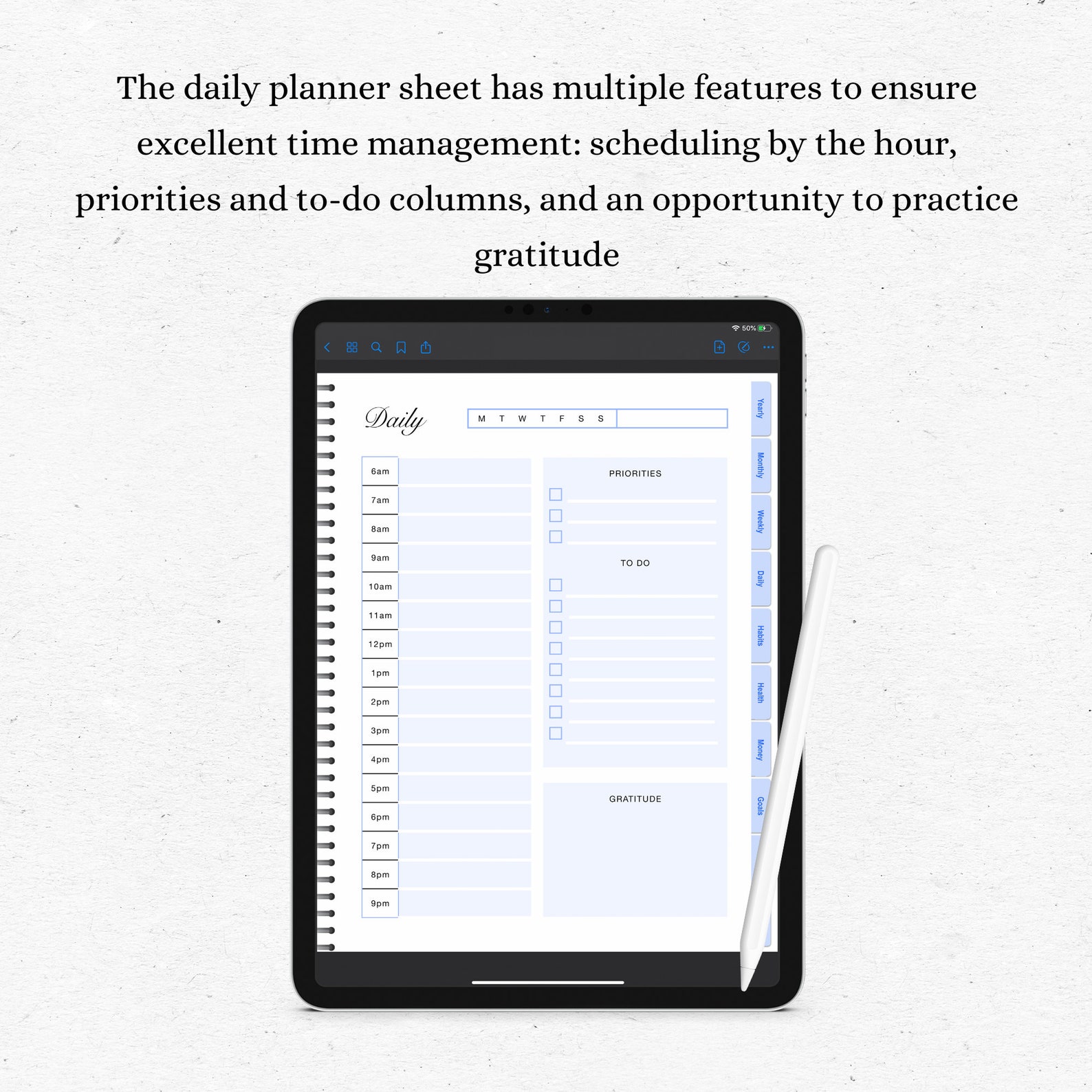 Classic Blue Watercolor Digital Planner, iPad Planner, Undated Planner ...