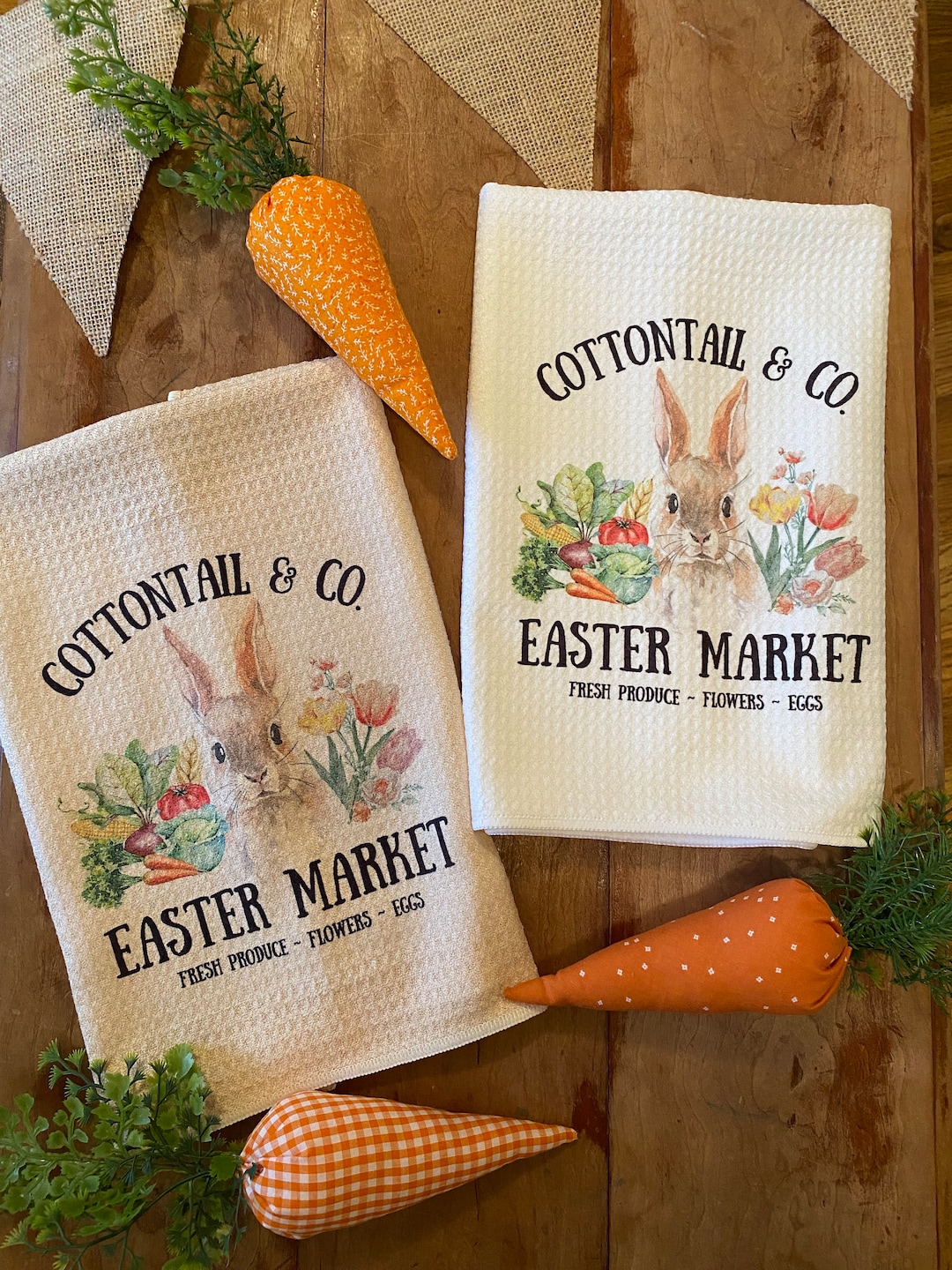 Easter Bunny Kitchen Towel | Cottontail Bunny Towel | Spring Easter ...