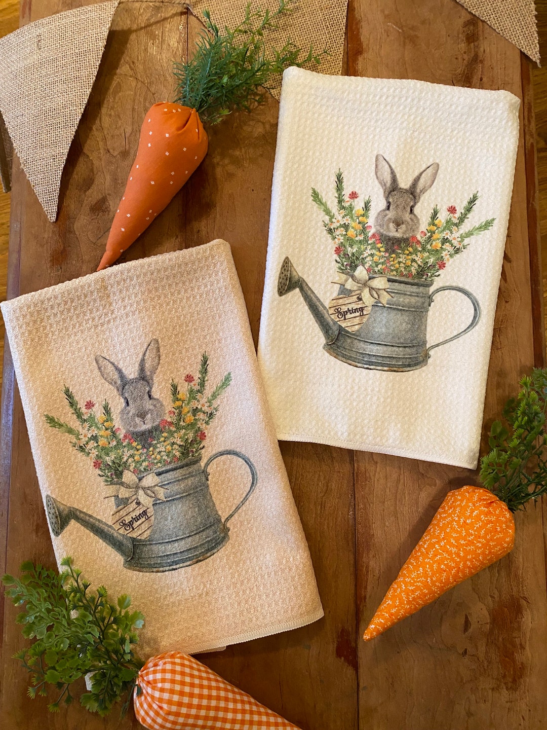 Easter Bunny Kitchen Towel | Wildflower Bunny Towel | Spring Garden ...