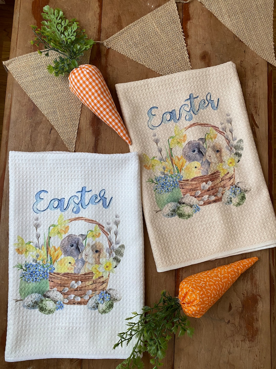 Easter Bunny Kitchen Towel | Chicks Bunny Towel | Spring Easter Market ...