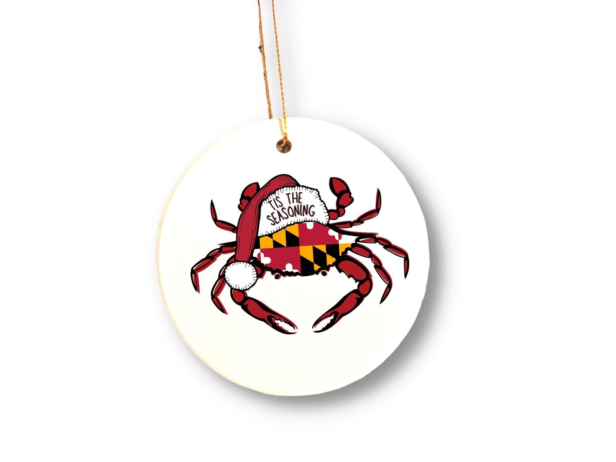 Tis the Seasoning Maryland Crab Ornament, Coastal Holiday Decor, Beach ...