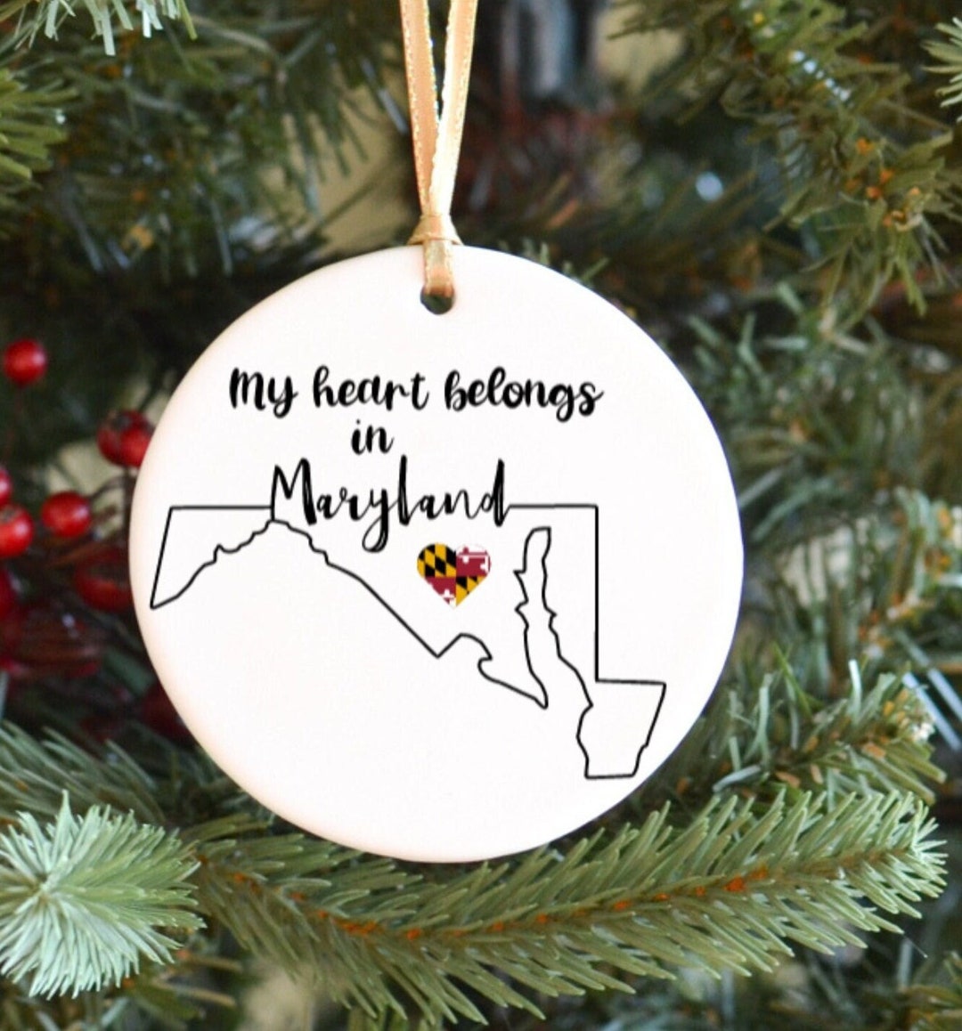 Maryland Christmas Ornaments for Long Distance Couples, My Heart ...