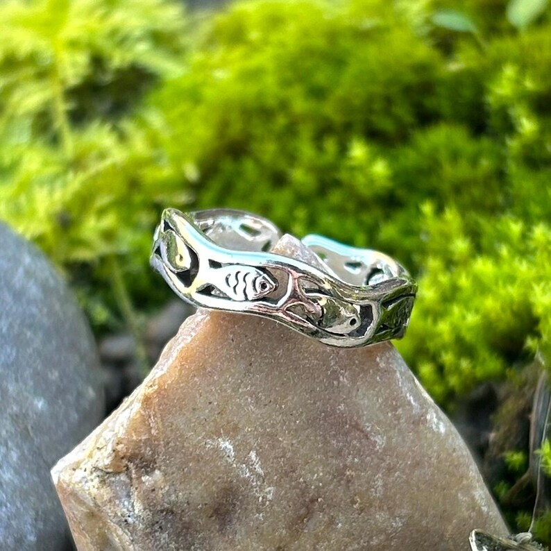 Silver Adjustable Fish Ring, School of Fish Ring, Fish Ring, Dainty ...