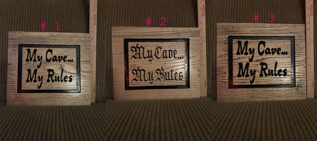 Man Cave Sign "my Cave...my Rules" - Etsy