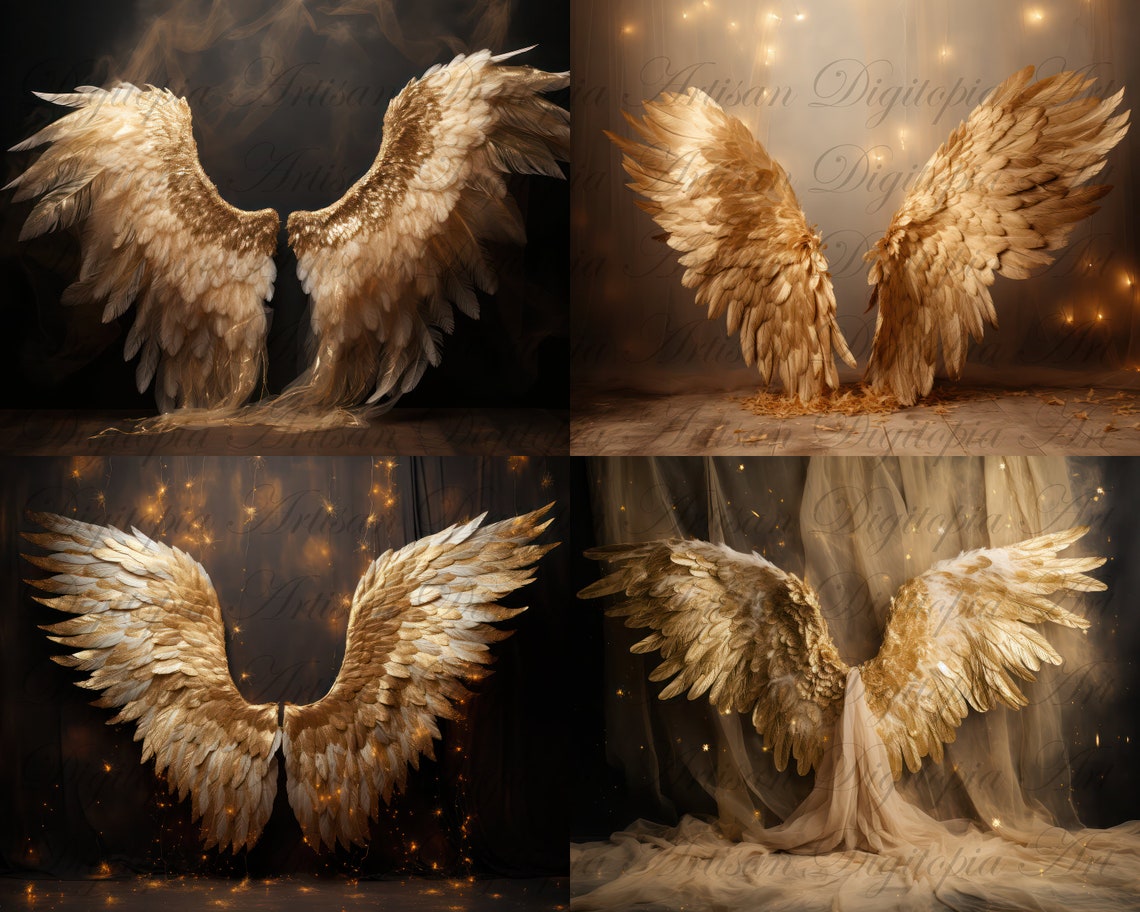 Gold Angel Wing Digital Backdrop for Maternity Bridal Boudoir ...