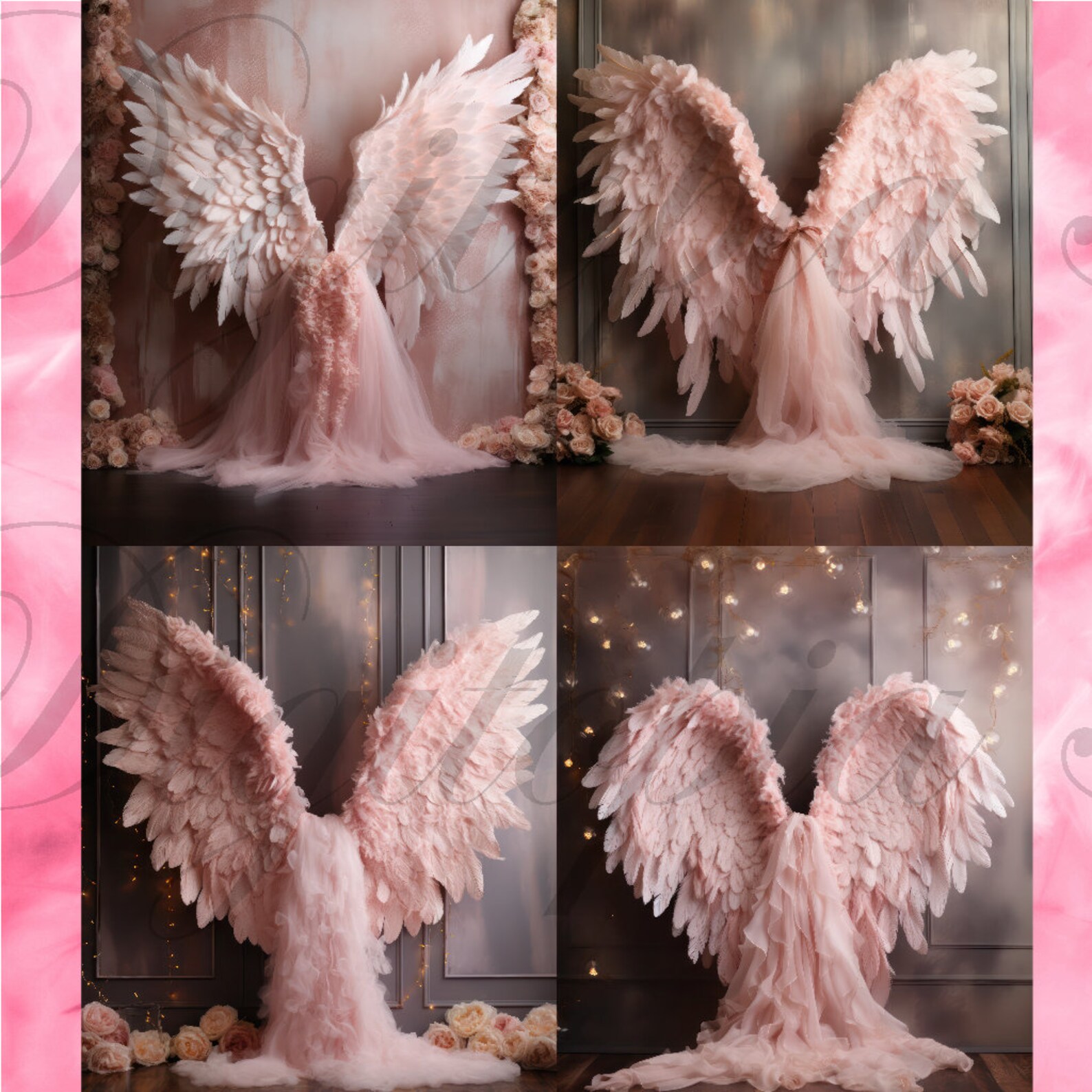 Angel Wings Digital Backdrops, Photography Angel Wing Props, Digital ...