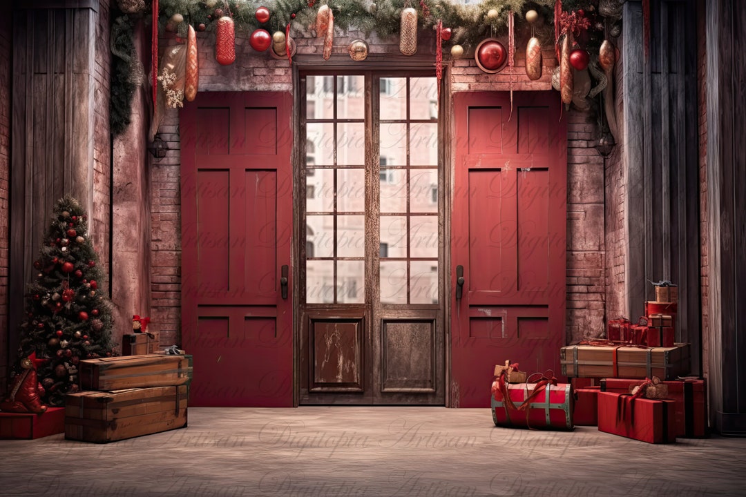 Christmas Family Photography Digital Background, Festive Holiday Theme ...