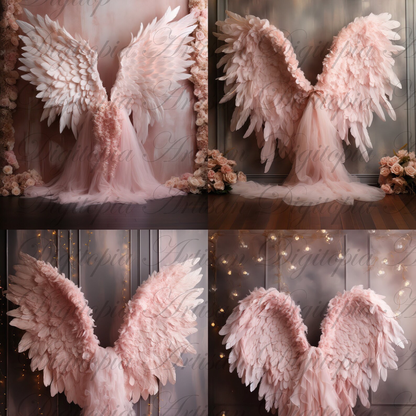Angel Wings Digital Backdrops, Photography Angel Wing Props, Digital ...