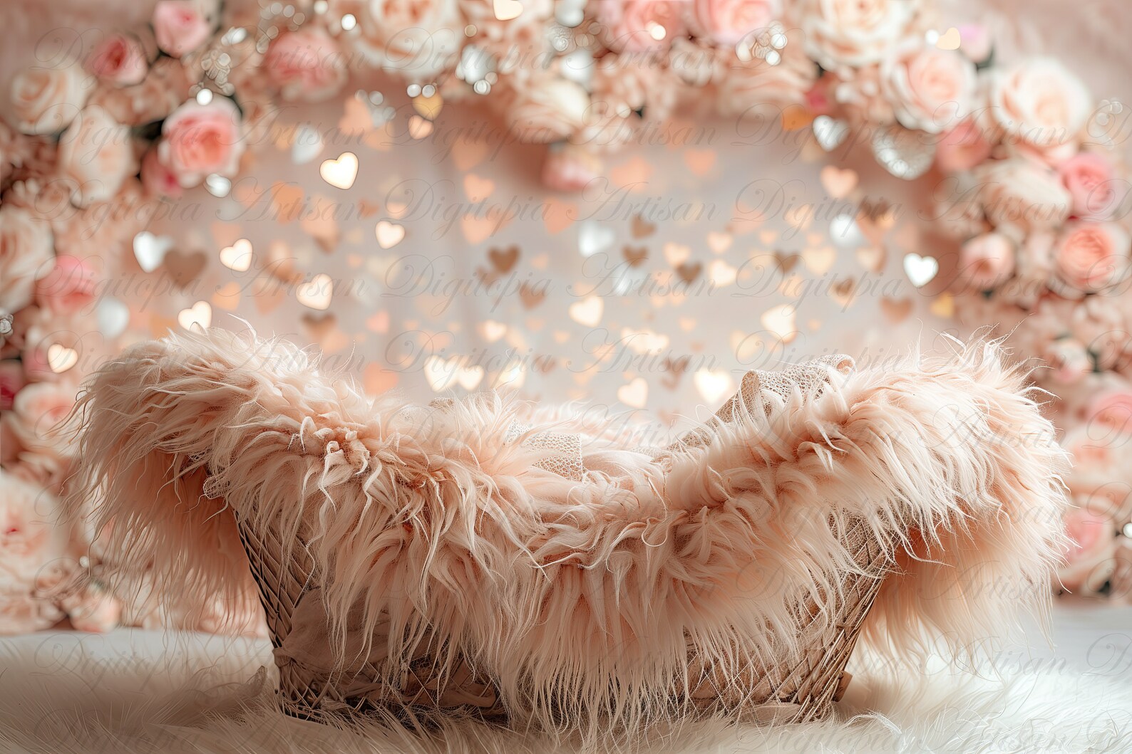 Digital Newborn Prop for Portraits, Pink Newborn Basket Digital ...