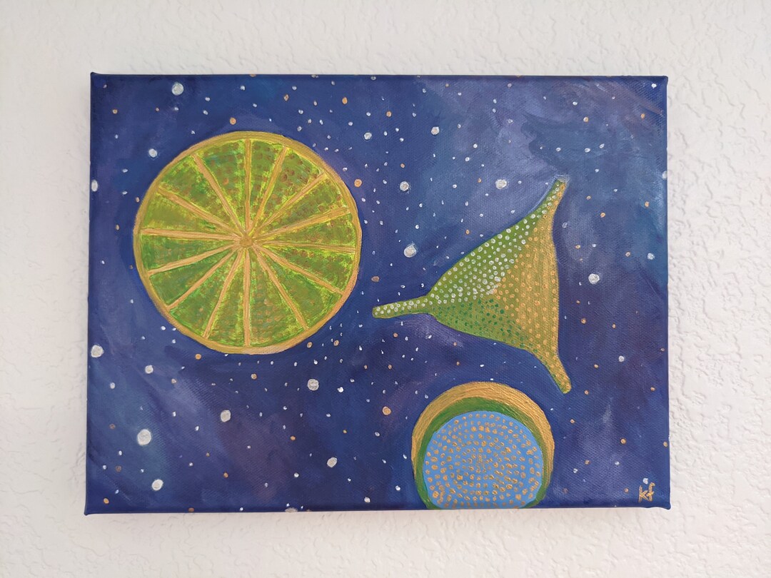 Original Abstract Painting, Diatoms, Science Painting, Acrylic, 9x12 ...