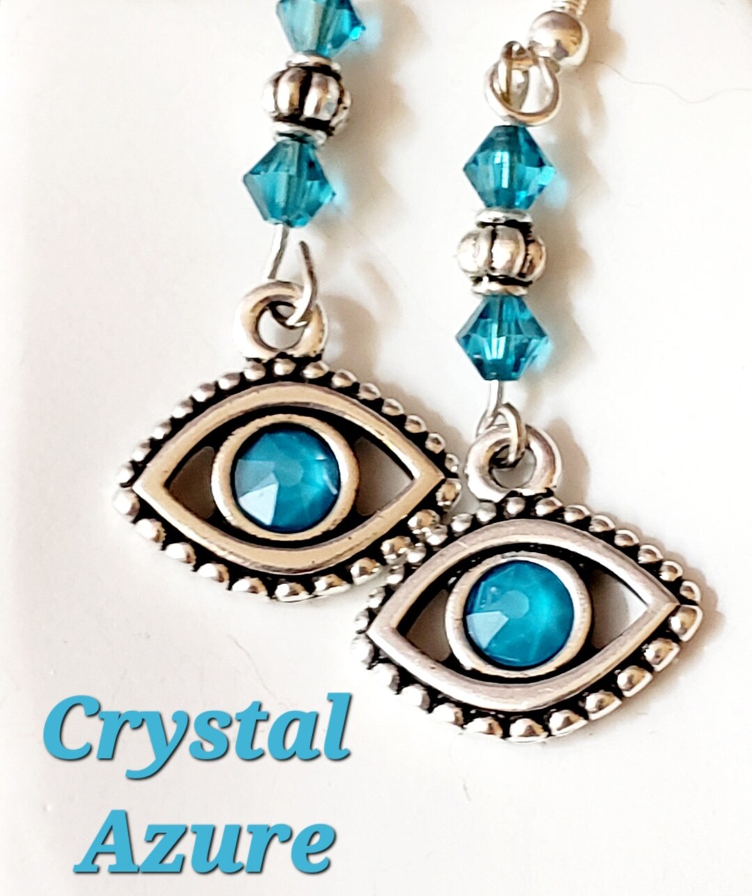 Evil Eye Earrings Crystal Azure Swarovski Crystals & - Etsy