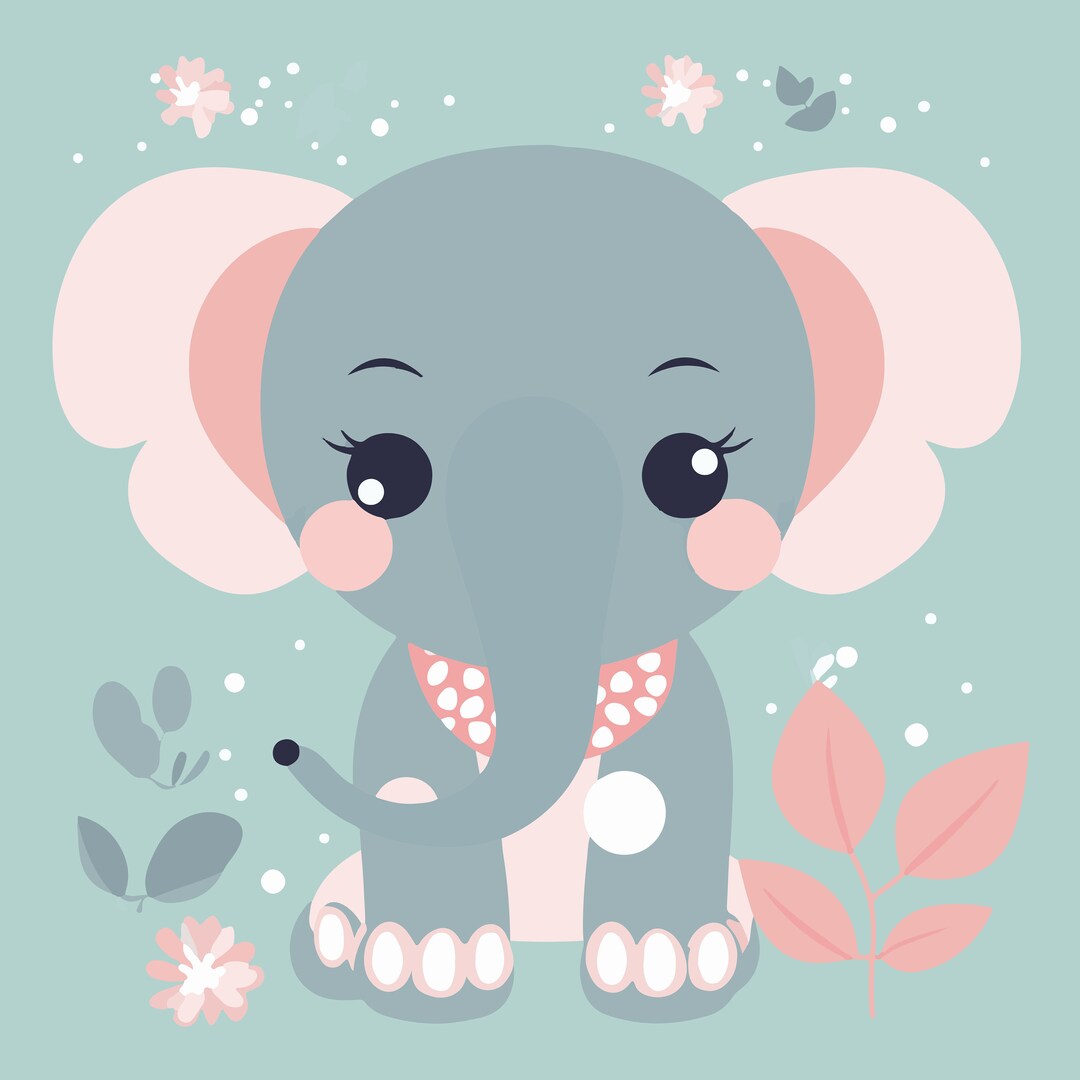 Cute Baby Elephant SVG File for DIY Projects - Etsy