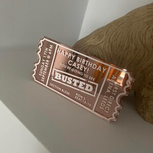 Personalised Acrylic Concert Ticket, Plane Ticket, Holiday Announcement ...