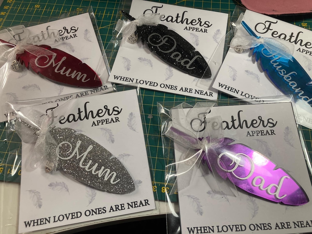Personalised Acrylic Memorial Feather Bauble Hanging Ornament - Etsy