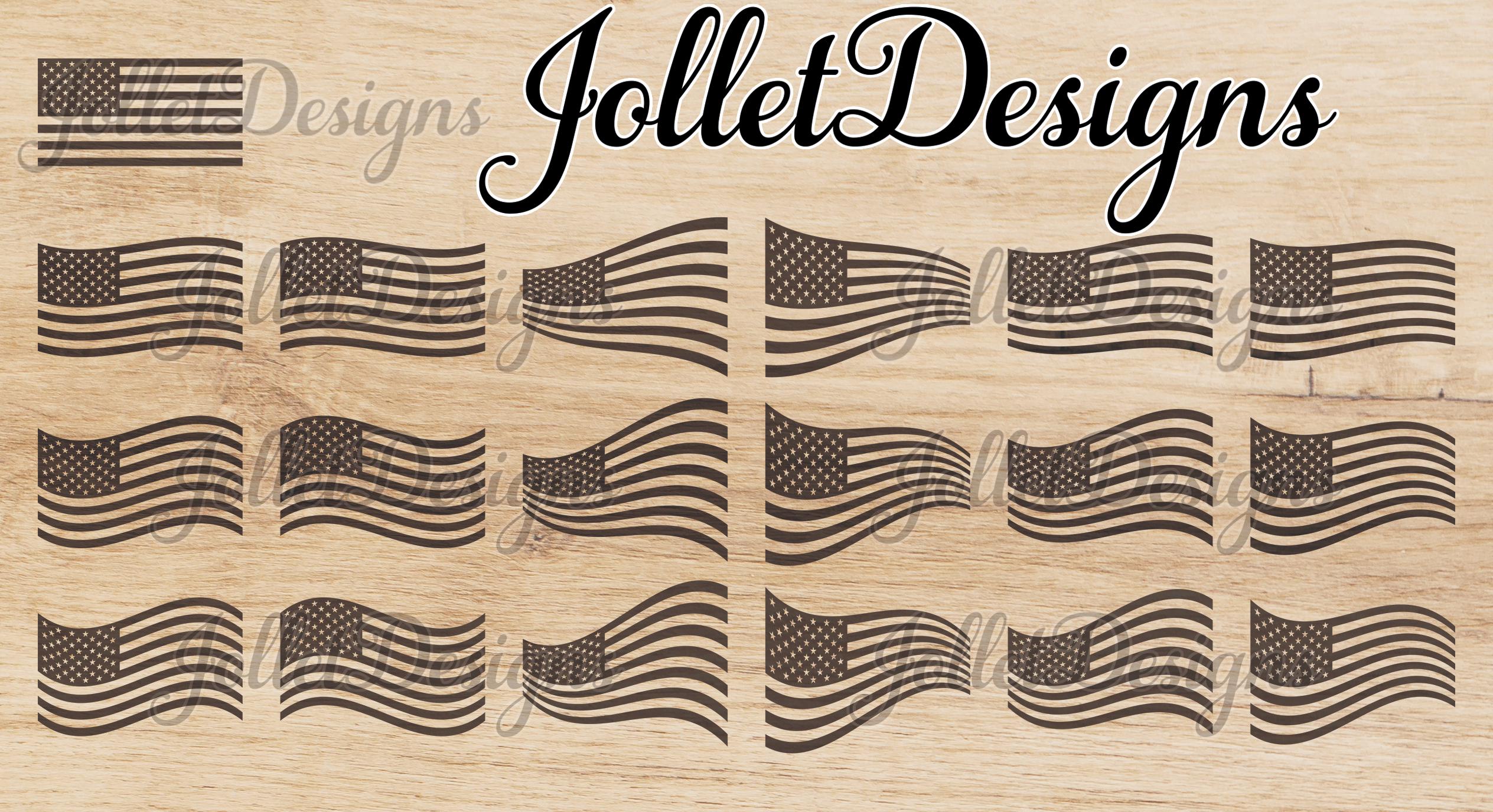 American Flag SVG, Waving Flags, Laser Cut Files (PDF, AI) - Etsy