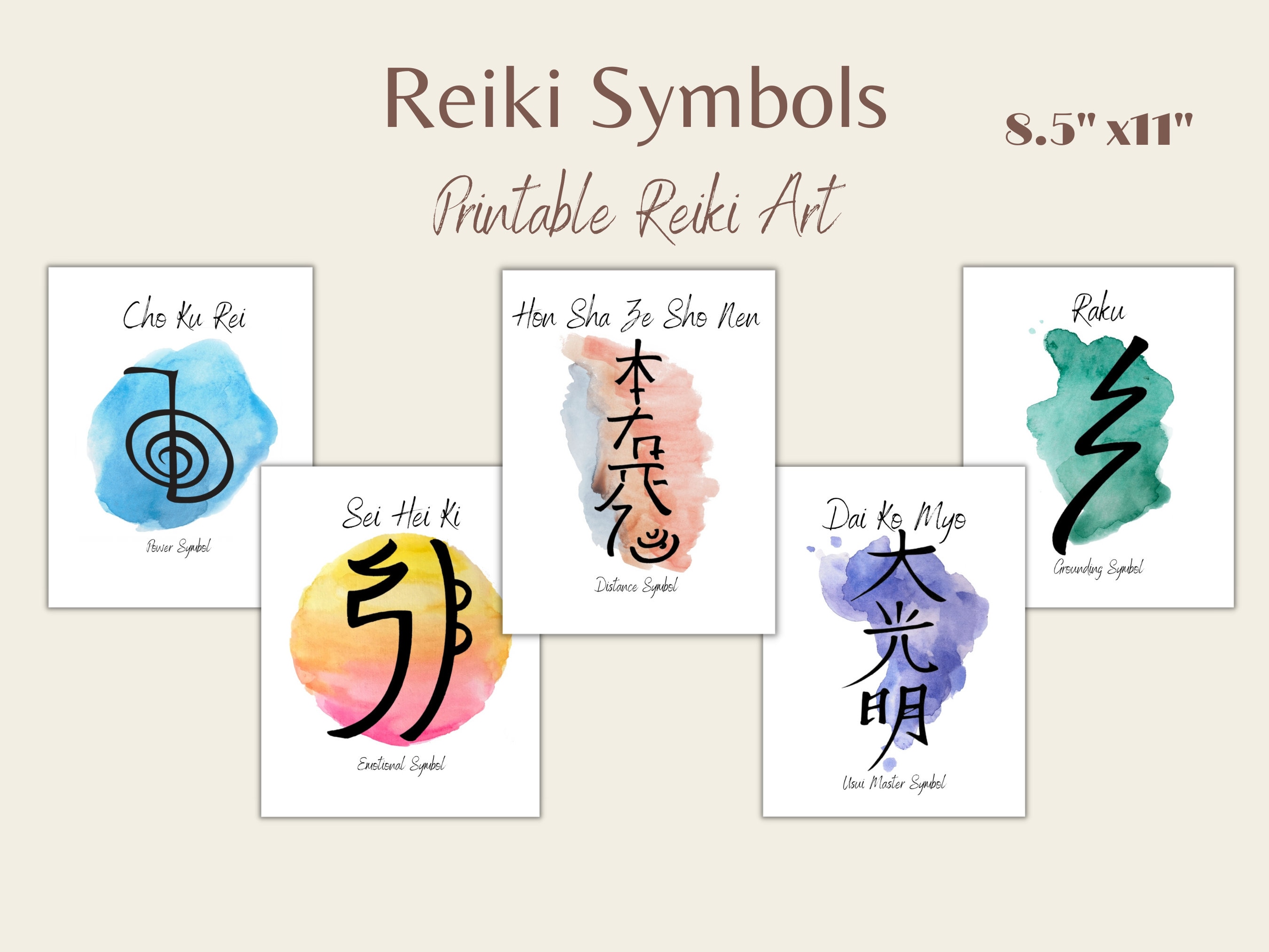 REIKI SYMBOLS for Reiki Healing, Reiki Wall Hanging for Spa Studio ...