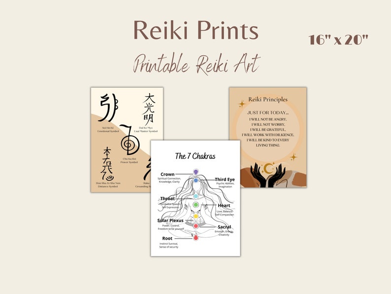 Reiki Symbols Art Prints, Chakra Healing, Spa Decor (digital Download ...