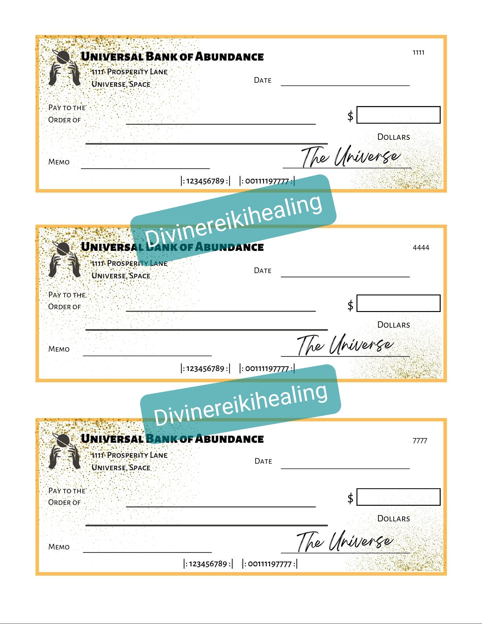 PRINTABLE MANIFESTATION CHECKS, Money Manifestation, Law of Abundance ...