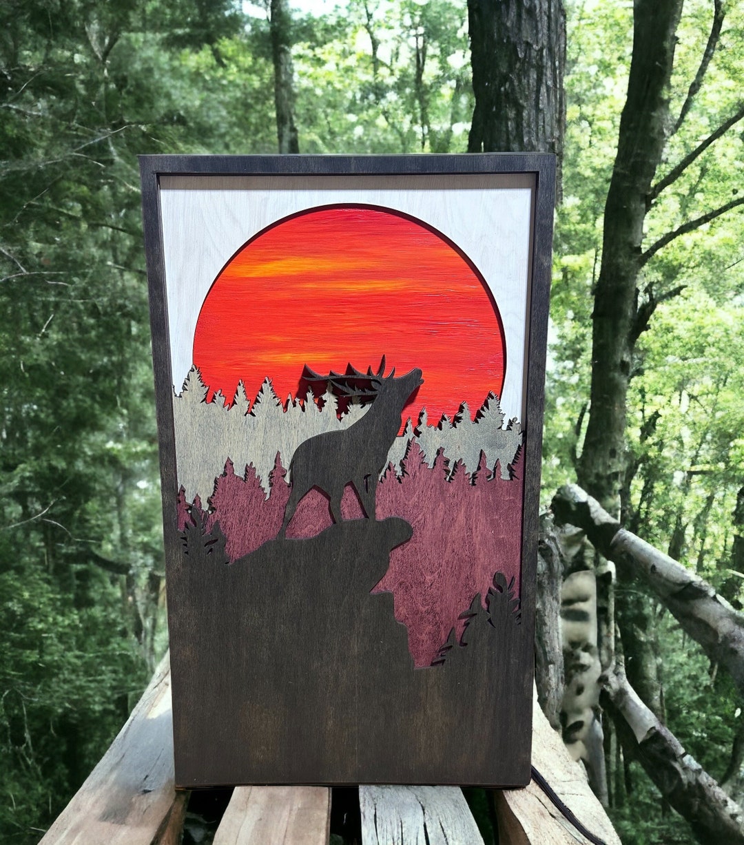 5-layer Rocky Mountains Elk 3D Wall Art - Handmade Baltic Birch Decor ...