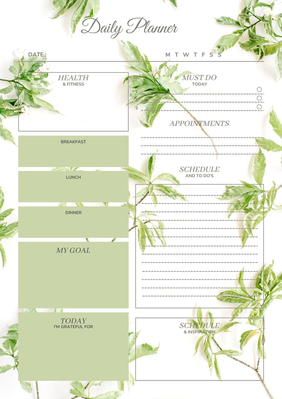 Daily Planner Printable,daily to Do List Printable,instant Download ...