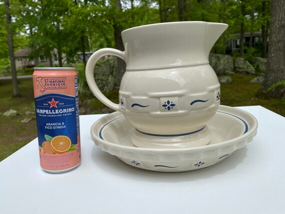 Vintage Longaberger Pottery Pitcher and Bowl Set Classic - Etsy