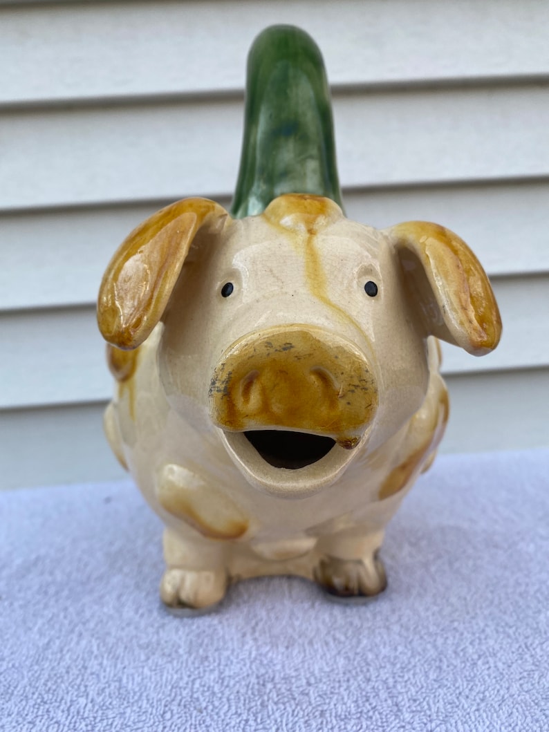 Adorable Vintage Majolica Style Pig Pitcher/watering Can - Etsy