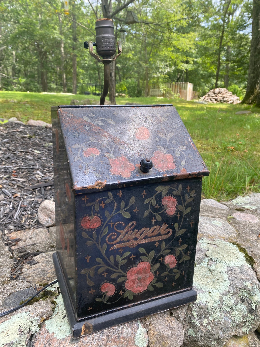 Amazing Vintage Handpainted Tole Spice Box Lamp Shabby Chic - Etsy