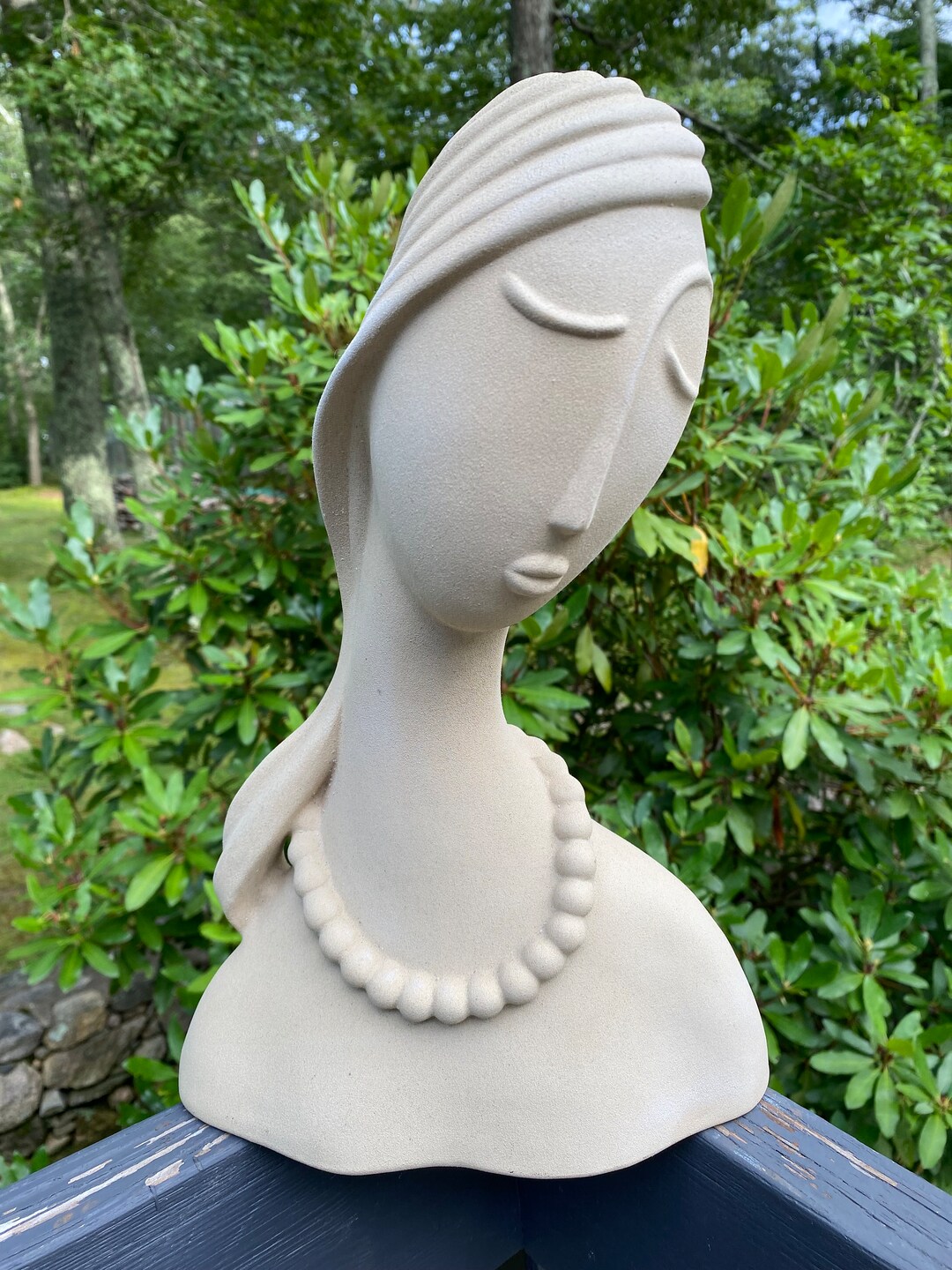 Rare Haeger Figural Bust Lady With Pearls Post Modern Art Deco Cubist ...