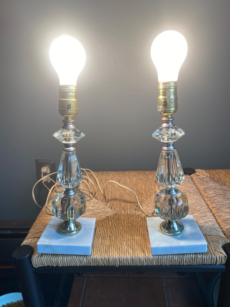 Sweet Pair of Vintage Cut Glass Vanity Style Table Lamps With - Etsy