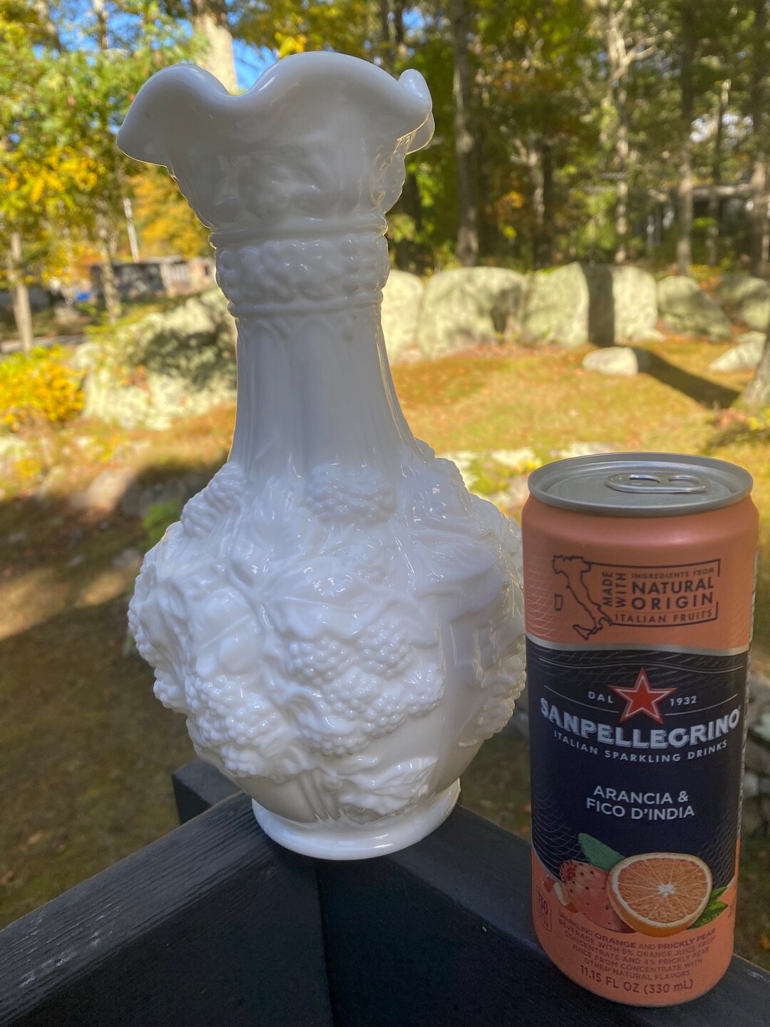 Vintage Imperial Milk Glass Vase With Loganberry and Leaves - Etsy