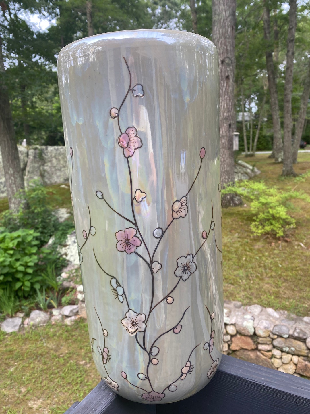 Vintage Nantucket Ceramics Luster Glaze Cherry Blossom Design Umbrella ...