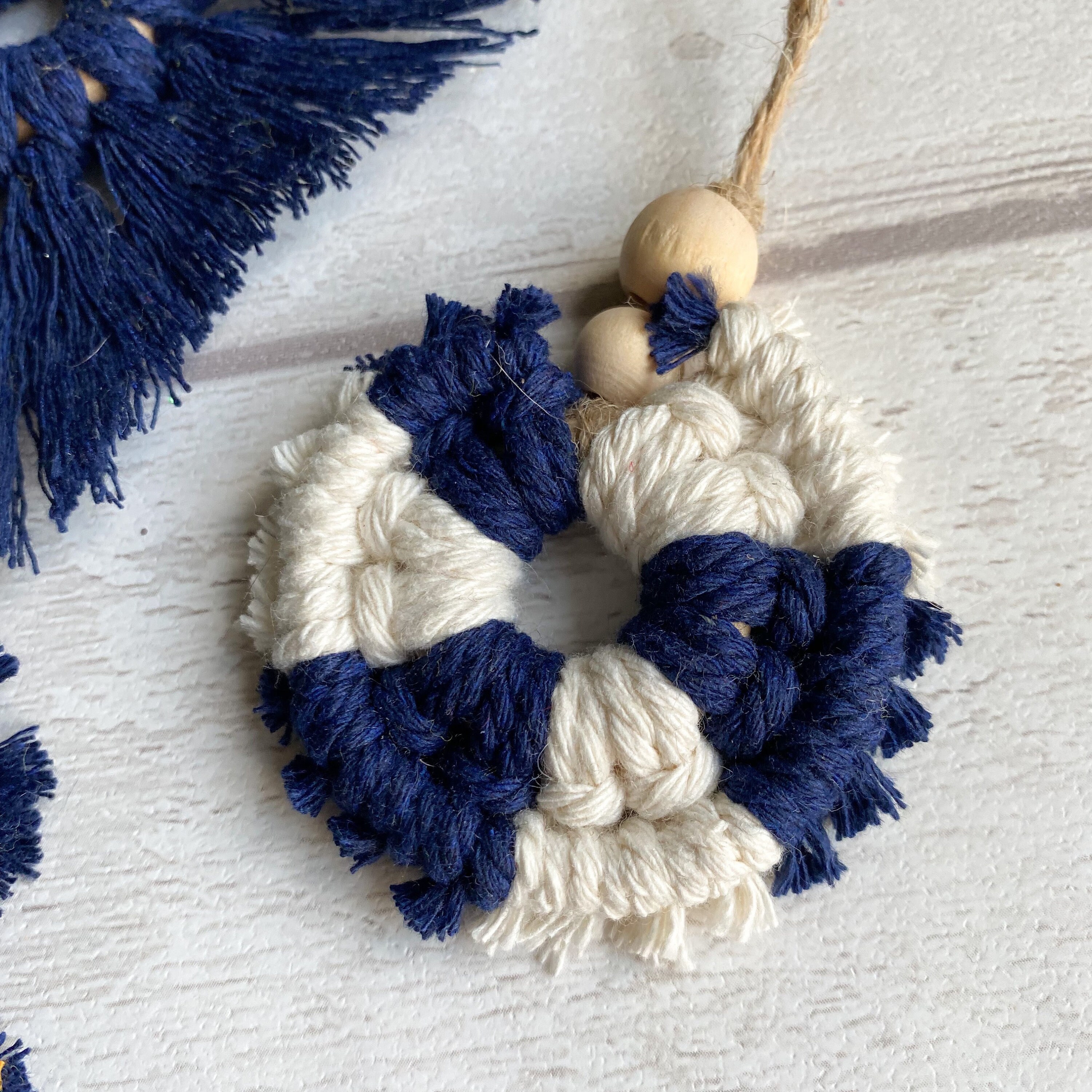 Navy Blue Macrame Decorations Boho Tassel Christmas - Etsy