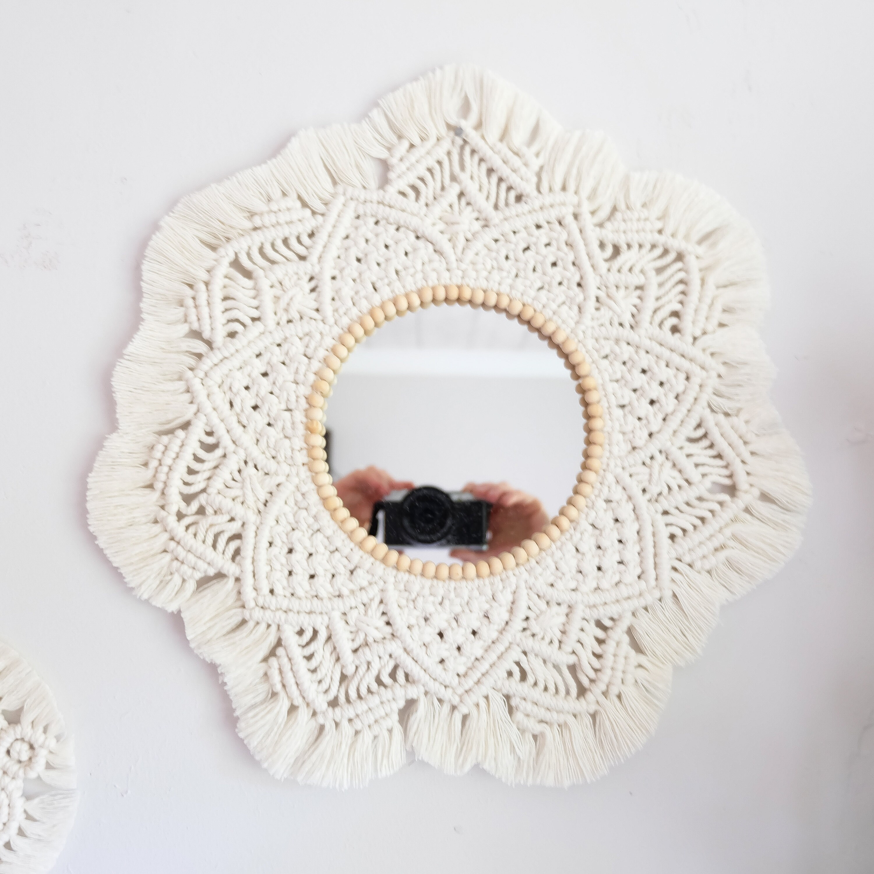 Round Macrame Mirror Set, Macrame Mural Mandala, Yarn Wall Hanging ...
